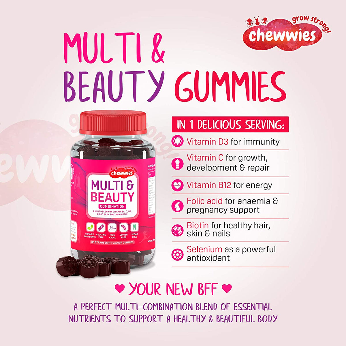 Beauty Hair, Skin & Nails Vegan Gummies | Chewwies